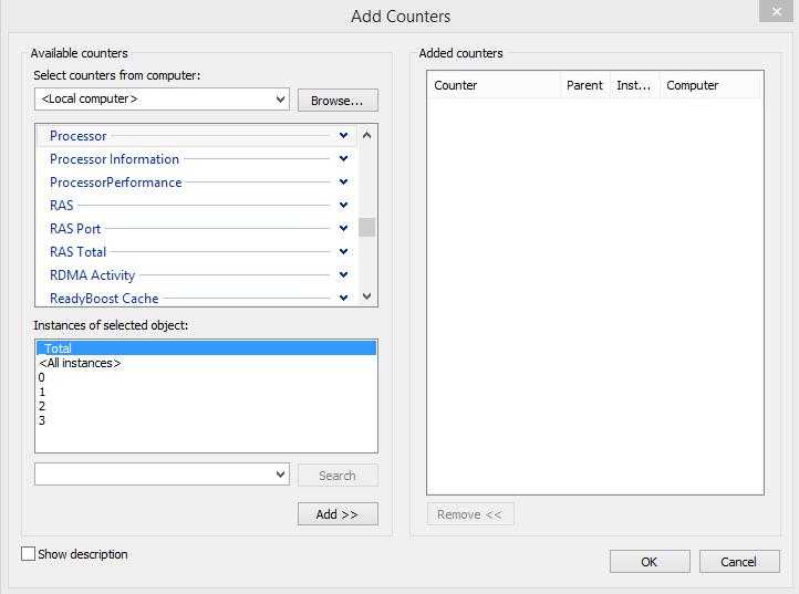 Make sure that, under Available counters , the option is selected. If ...